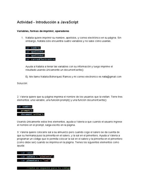 Actividad Introducción A Javascript Pdf Script Java Áreas De