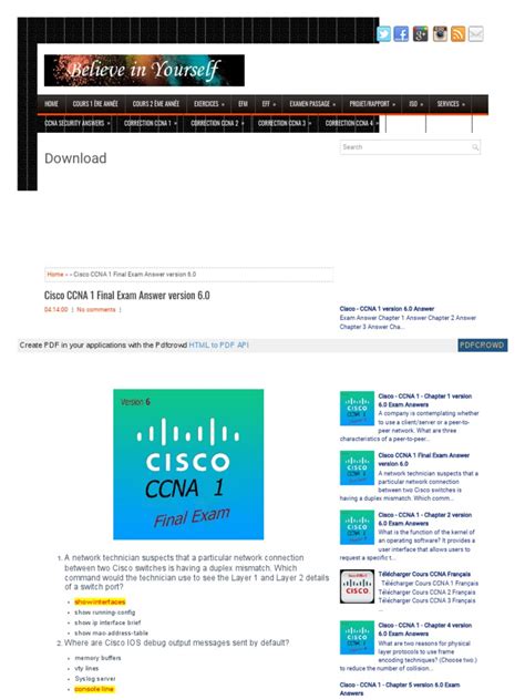 Download Cisco Ccna 1 Final Exam Answer Version 60 Pdf I Pv6 Internet Protocol Suite
