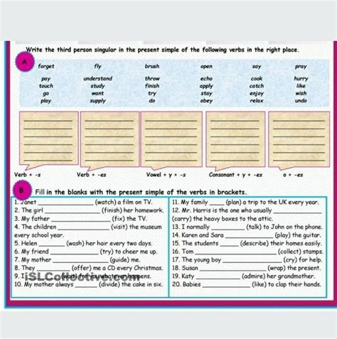 Present Simple Verbs Exercises