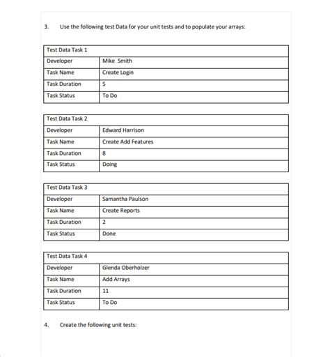 3 Use The Following Test Data For Your Unit Tests