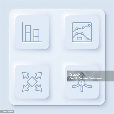 세트 선 그래프 차트 다이어그램 여러 가지 방법 방향 화살표 및 화살표를 설정합니다 흰색 정사각형 버튼 벡터 0명에 대한 스톡 벡터 아트 및 기타 이미지 Istock