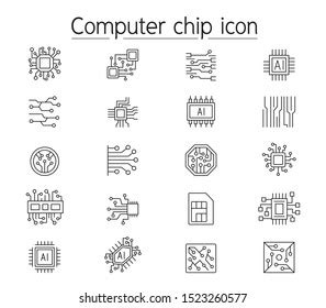 Computer Chip Icon Set Thin Line Stock Vector Royalty Free 1523260577 Shutterstock