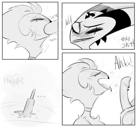 Rule 34 Blitzo Helluva Boss Blowjob Blush Closed Eyes Horns Oral Owl Owl Demon Popsicle