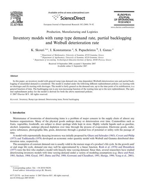 PDF Inventory Models With Ramp Type Demand Rate Partial Backlogging