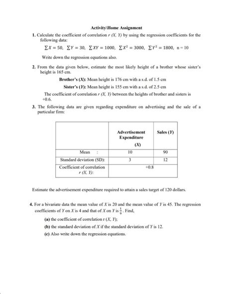 Solved Activity Home Assignment 1 Calculate The Coefficient Chegg Com