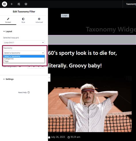 Taxonomy Filter Widget Elementor
