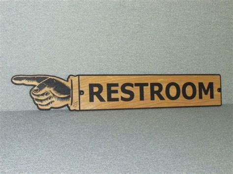 Large 24 Vintage Style Wooden Restroom Finger Left Etsy Vintage