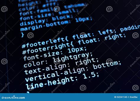 Program Code On A Monitor Stock Image Image Of Html 52241145