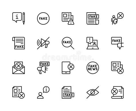 Fake News Related Vector Linear Icons Set Contains Such Icons As False