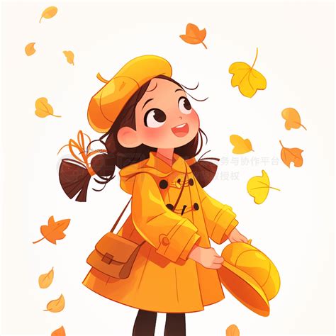 10月你好数字艺术 穿着秋装的可爱女孩手里拿着帽子 Ai平面元素免费下载 Png格式 2784像素 编号70956829 千图网