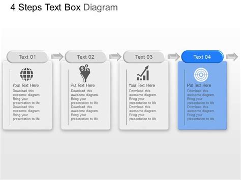 Four Staged Text Boxes For Business Process Powerpoint Template Slide