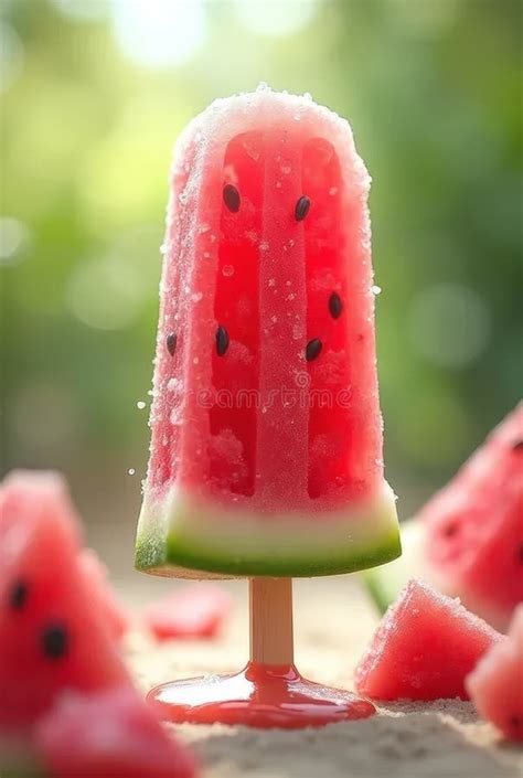 Watermelon Ice Cream Candy Popsicle With Seeds Stock Illustration Illustration Of Background