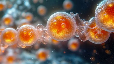 Abstract Visualization Of Golden Glowing Molecular Structures Floating In Space Symbolizing