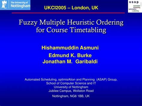 Ppt Fuzzy Multiple Heuristic Ordering For Course Timetabling Powerpoint Presentation Id 2716091