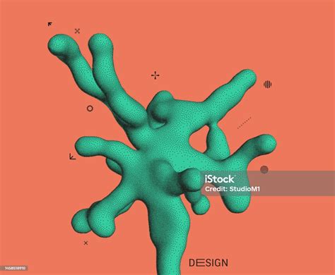 도트워크 스타일의 추상적인 3차원 컴포지션 포인리즘 그래픽 도트 스티플 디자인 동적 효과를 가진 3d 벡터 일러스트레이션 배너