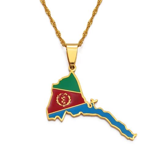 Eritrea Map And Flag Necklace Etsy