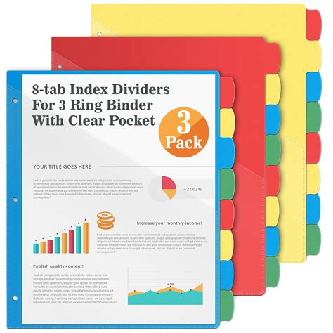 8 Tab Dividers With Pockets Avery 8 Tab Plastic Binder Dividers With