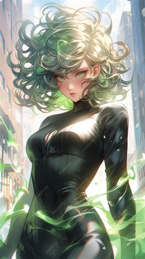 Premium Ai Image Full Body Shot A Tatsumaki From One Punch Man Is