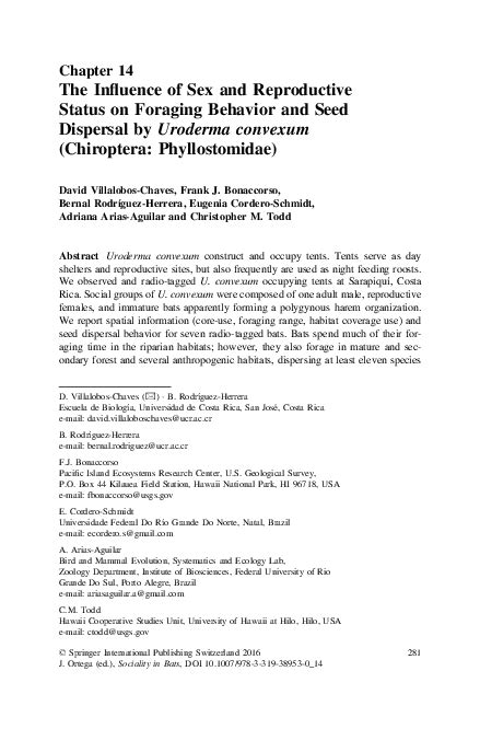 Pdf The Influence Of Sex And Reproductive Status On Foraging Behavior And Seed Dispersal By