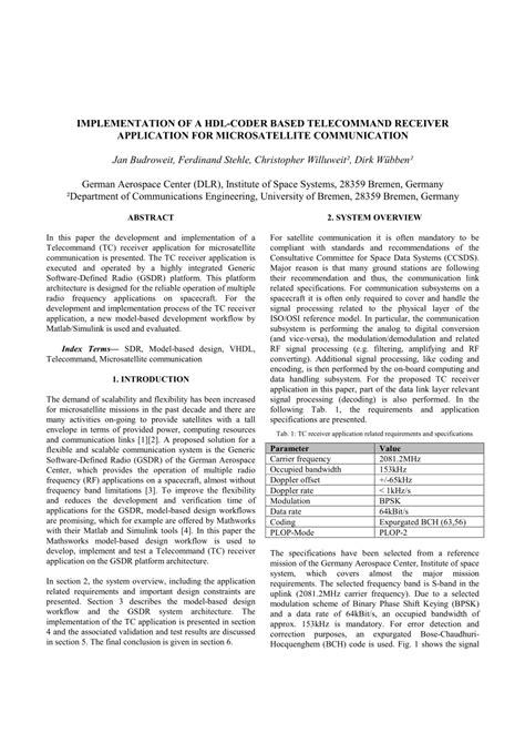 Full Article Implementation Of A Hdl Coder Based Telecommand Receiver For Microsatellite