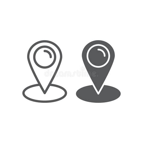 Location Line And Glyph Icon Gps And Navigation Map Pin Sign Vector Graphics A Linear