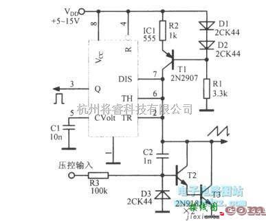 函数信号产生器中的线性锯齿波振荡器 接线图网