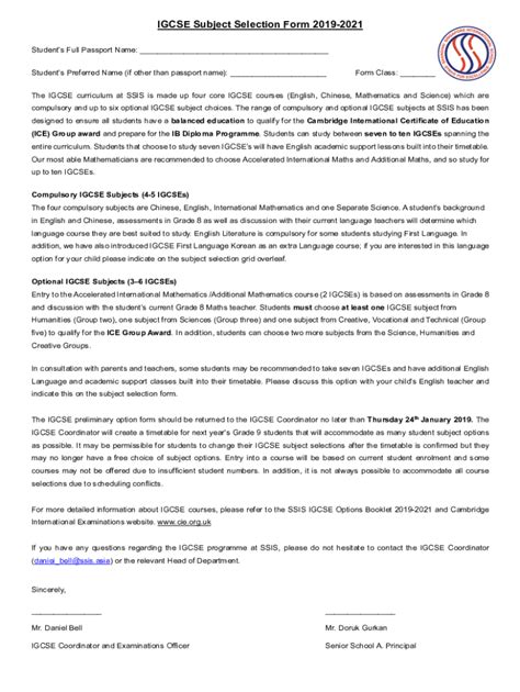 Fillable Online IGCSE Option Selection Sheet By International Babe Issuu Fax Email Print
