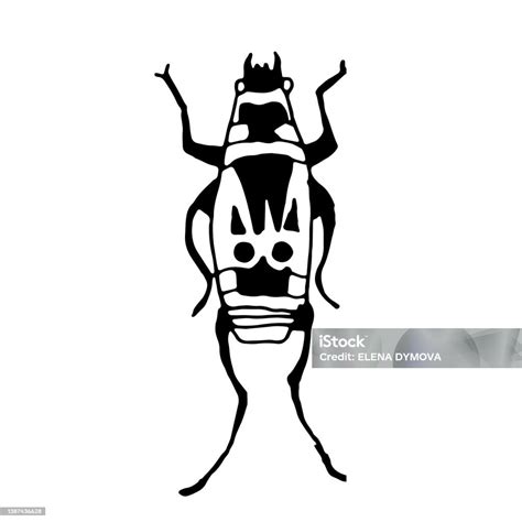 솔저 버그 날개없는 빨간 버그 코자섹 또는 빨간색 버그 선형 벡터 드로잉 선 벡터 드로잉을 인쇄합니다 자연의 자연 아름다운 딱정벌레 생태 흰색과 검은색 색상 배경 가방에