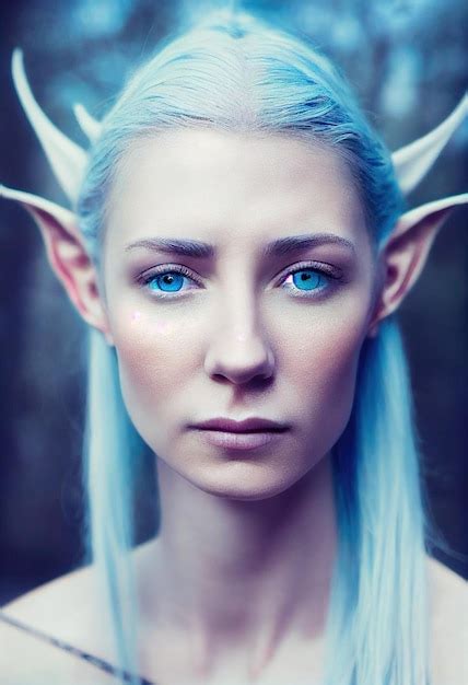 Premium Photo A Fantasy Elf Woman With Blue Hair Long Blue Hair Sharp