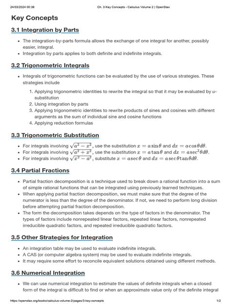 Ch 3 Key Concepts Calculus Volume 2 Openstax Pdf Integral