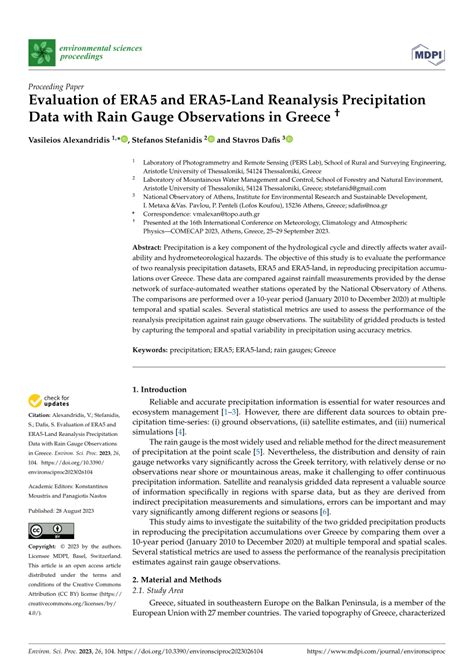 Pdf Evaluation Of Era5 And Era5 Land Reanalysis Precipitation Data With Rain Gauge