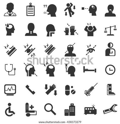뇌졸중 환자 아이콘 세트 스톡 벡터로열티 프리 438373279