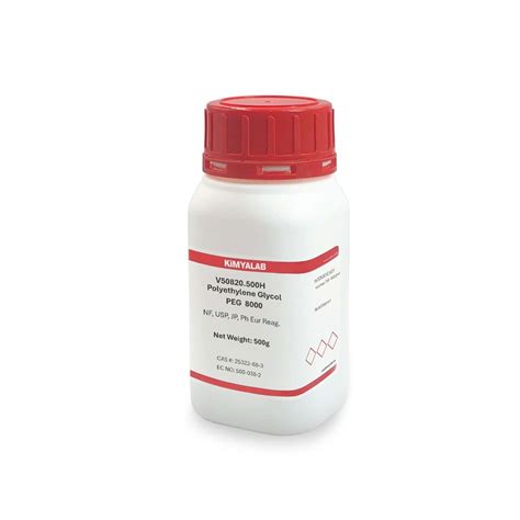 Kimyalab Polietilen Glikol 500g Polietilen Glikol 8000 Polyethylene Glycol Peg 8000