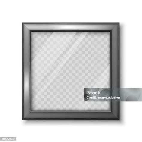 사진이나 사진에 대한 투명 배경사실적인 사각형 검은 색 프레임 흰색 배경에서 격리된 벡터 그림 0명에 대한 스톡 벡터 아트 및 기타 이미지 Istock