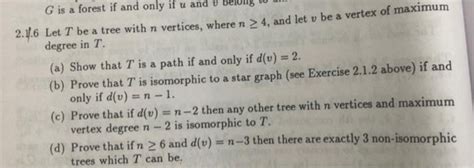 Solved 2116 Let T Be A Tree With N Vertices Where N≥4