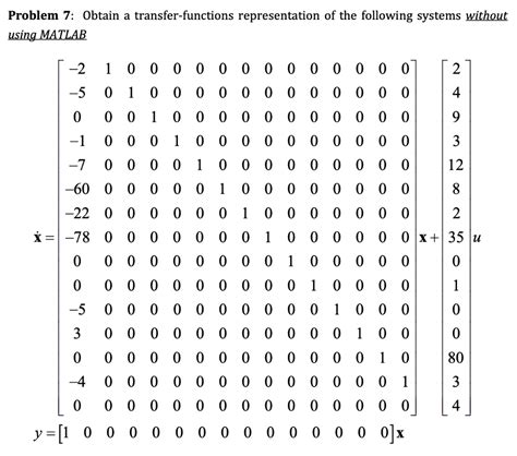 Solved Problem 7 Obtain A Transfer Functions Representation