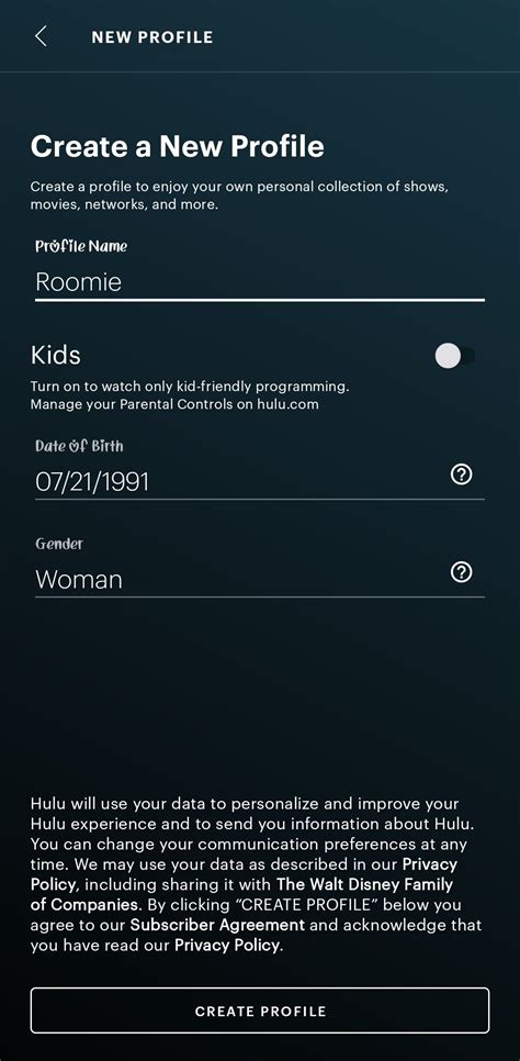 hulu how to add or delete a profile