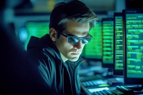 premium ai image programmer hacker face computer cyberspace security