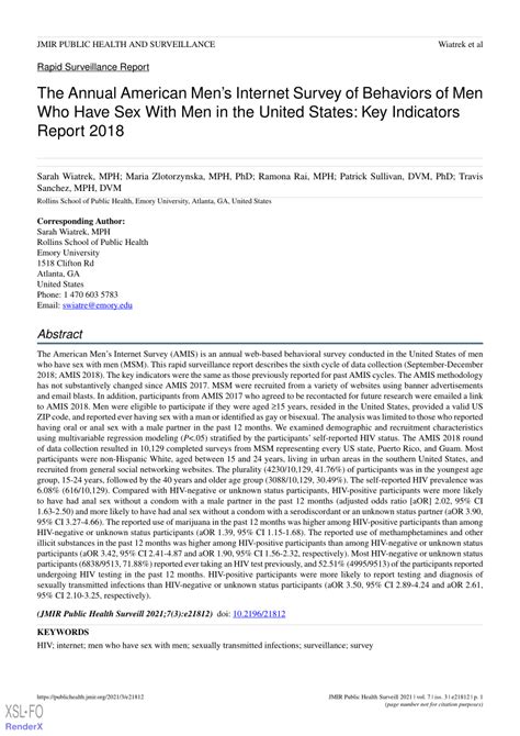 Pdf The Annual American Mens Internet Survey Of Behaviors Of Men Who