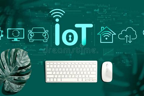 Iot Theme With A Computer Keyboard Stock Image Image Of Green Safety