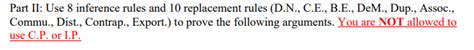 solved part ii use 8 inference rules and 10 replacement