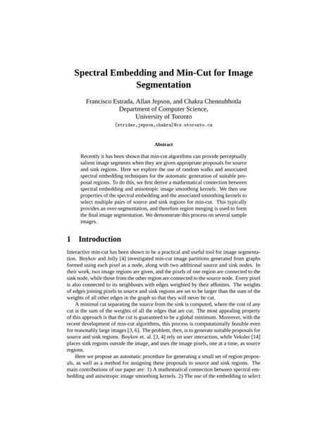 pdf spectral embedding and min cut for image segmentationjepson segmentation pdf mincutspec