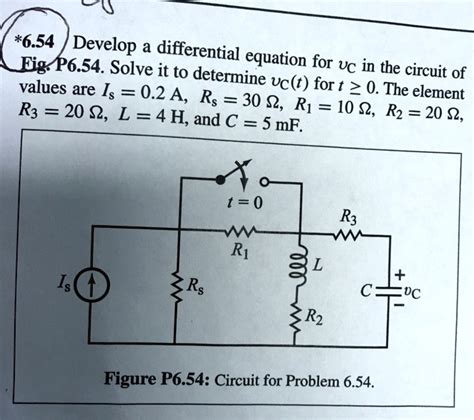 solved develop a differential equation for vc in the circuit of fig