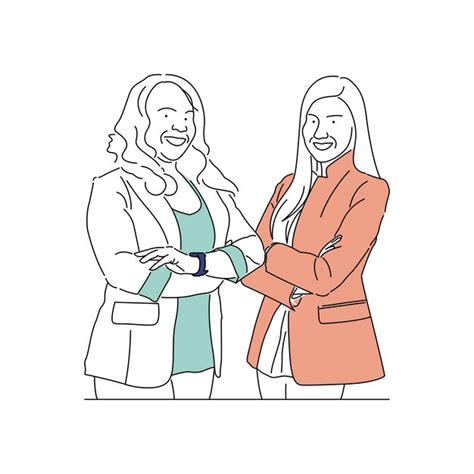 직장에서 두 성공적인 비즈니스 여성 프리미엄 벡터