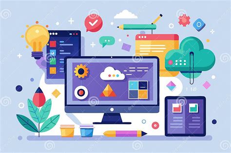 A Vibrant Digital Workspace Showcases Tools And Elements For Customizable Flat Illustration