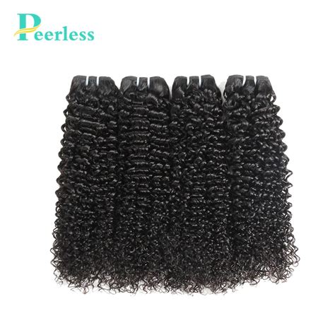 Peerless Hair 4 Bundles 브라질 킨키 컬리 버진 헤어 익스텐션 Natural Color 100 Human