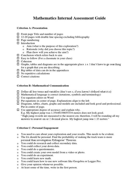 Mathematics Internal Assessment Guide Pdf Mathematics Cognition