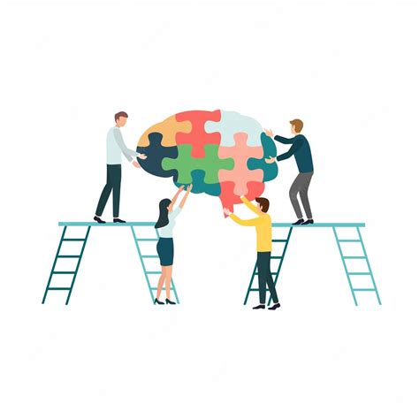 Premium Vector Creative Teamwork Group Of People Assembling A Brain