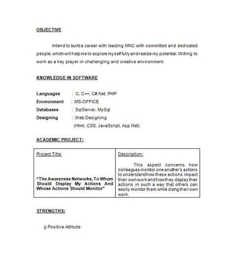 Web Developer Fresher Resume Format 24 Php Developer Resume Templates