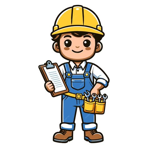 Premium Vector Cartoon Style Building Engineer With Engineering